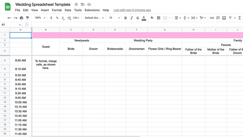 All-in-one Wedding Spreadsheet Template - Etsy