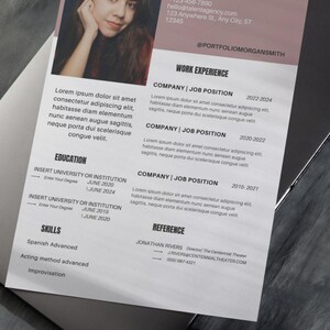 Editable Professional Actor Resume Template With Photo | Editable CV ...
