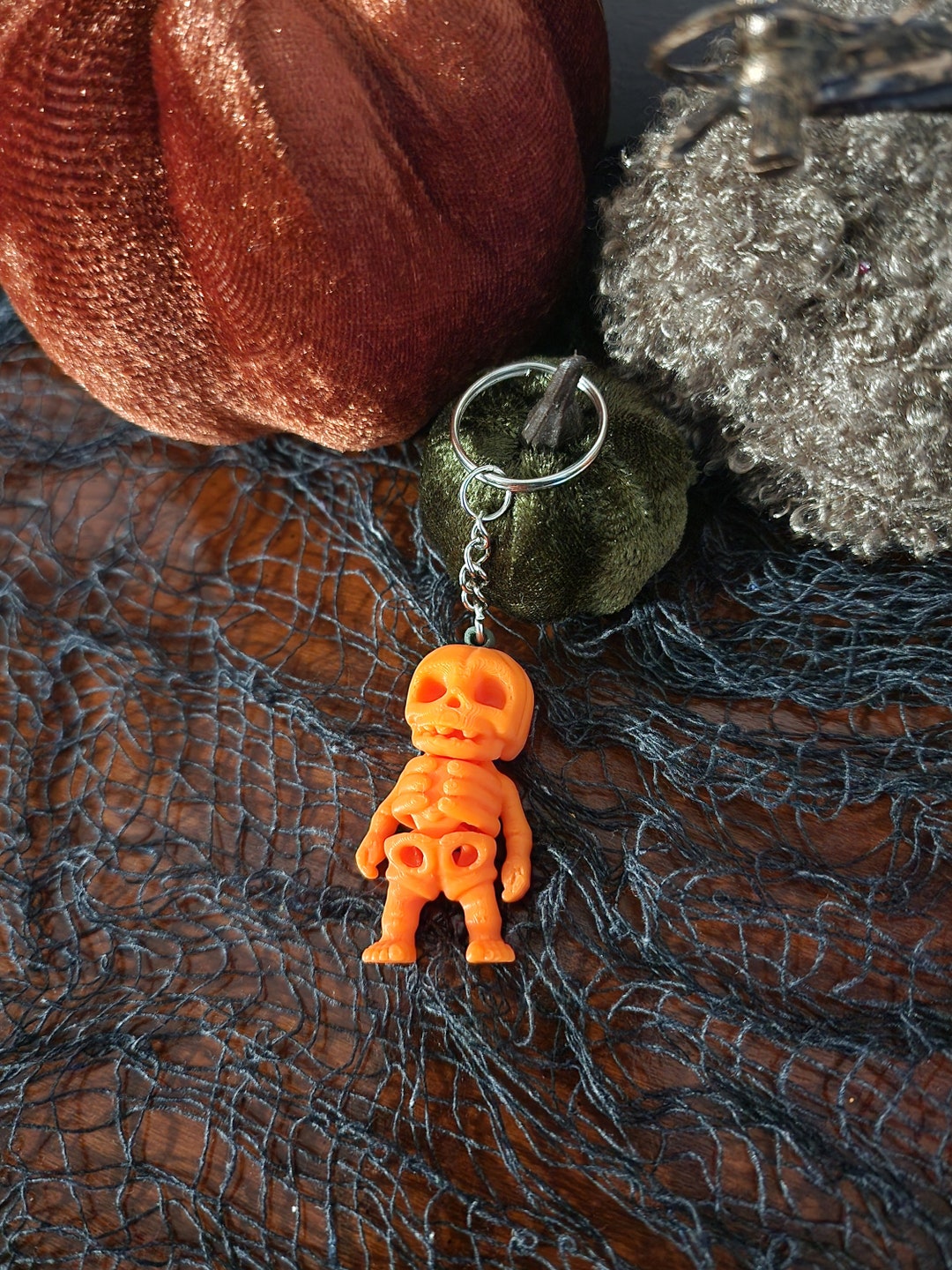 Articulated 3d Printed Pumpkin Skeleton Keychain - Etsy
