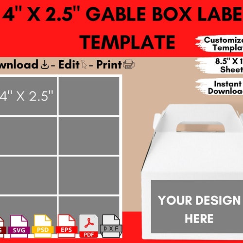 Gable Box Label Template Bundle Blank Party Favor Gift Box - Etsy