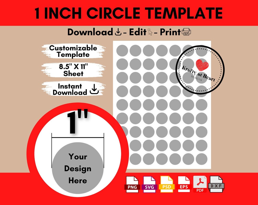 1 Inch Circle Template, 1" Circle Template, Blank Round Sticker Sheet ...
