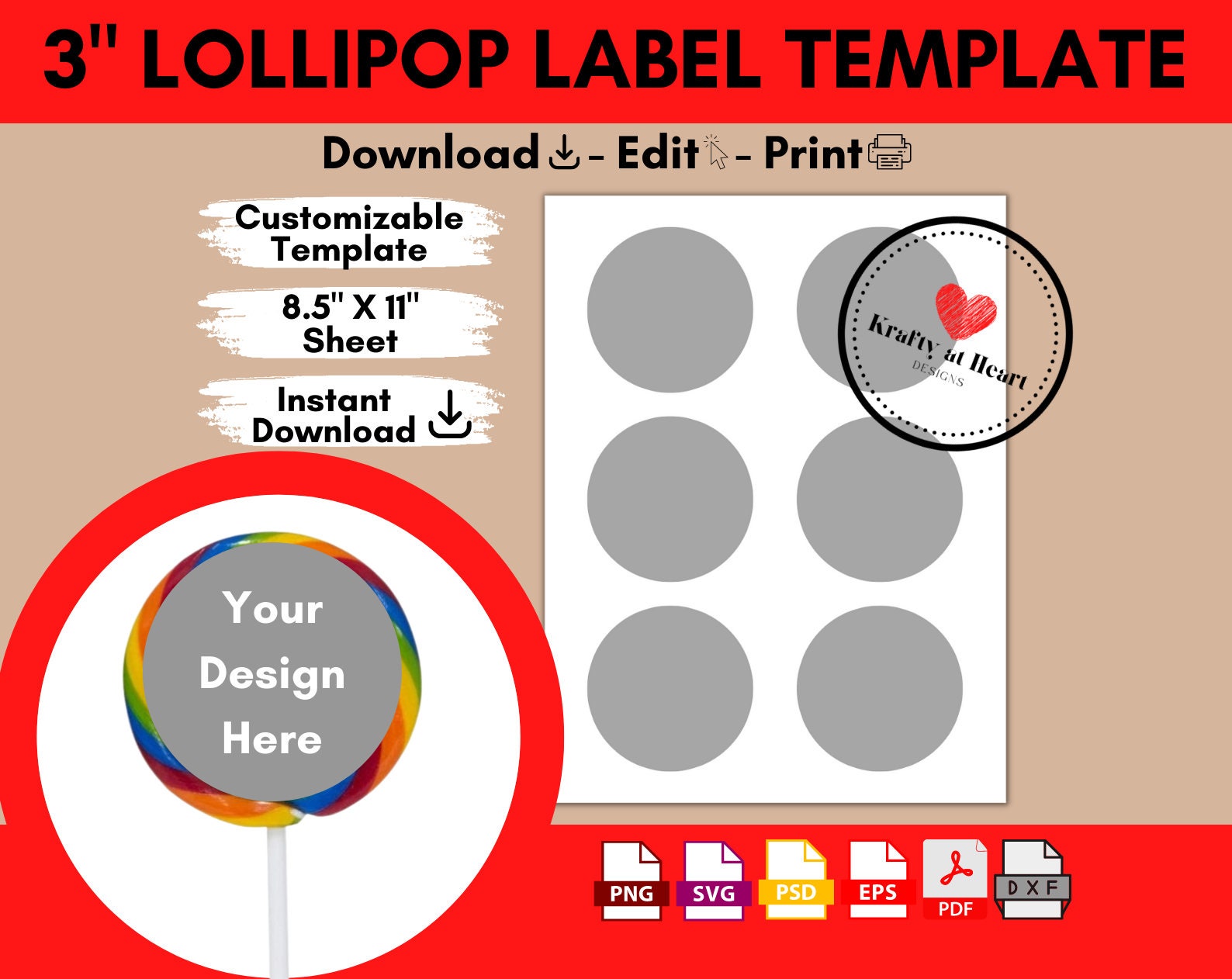 Lollipop Label Template Svg Png Psd Dxf Eps Pdf Canva - Etsy España