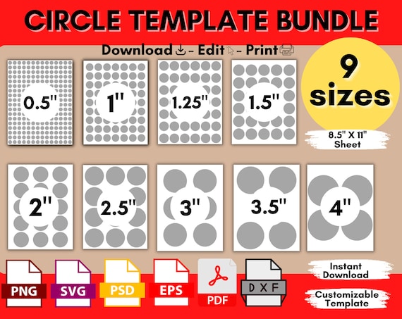 Circle Template Bundle 2 Blank Round Sticker Sheets - Etsy