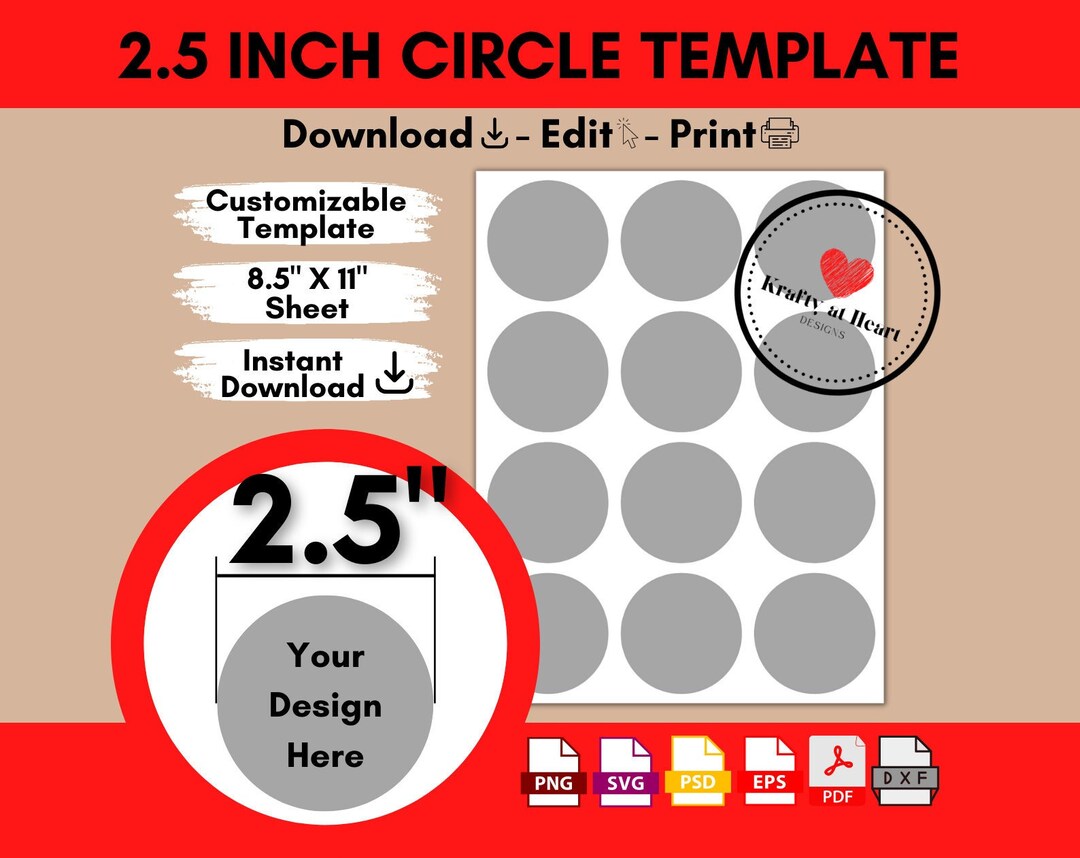 2.5 Inch Circle Template, 2.5" Circle Template, Blank Round Sticker ...