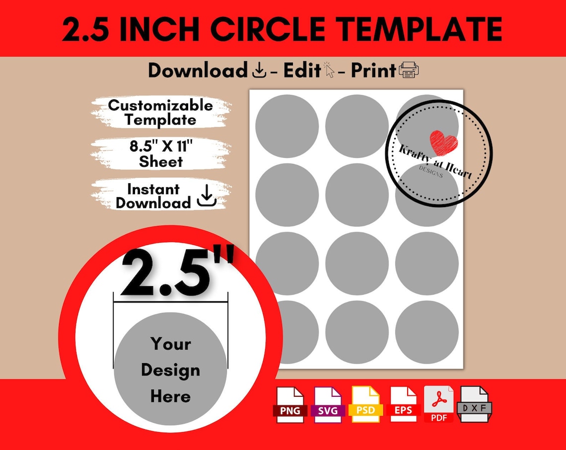2.5 Inch Circle Template, 2.5" Circle Template, Blank Round Sticker ...