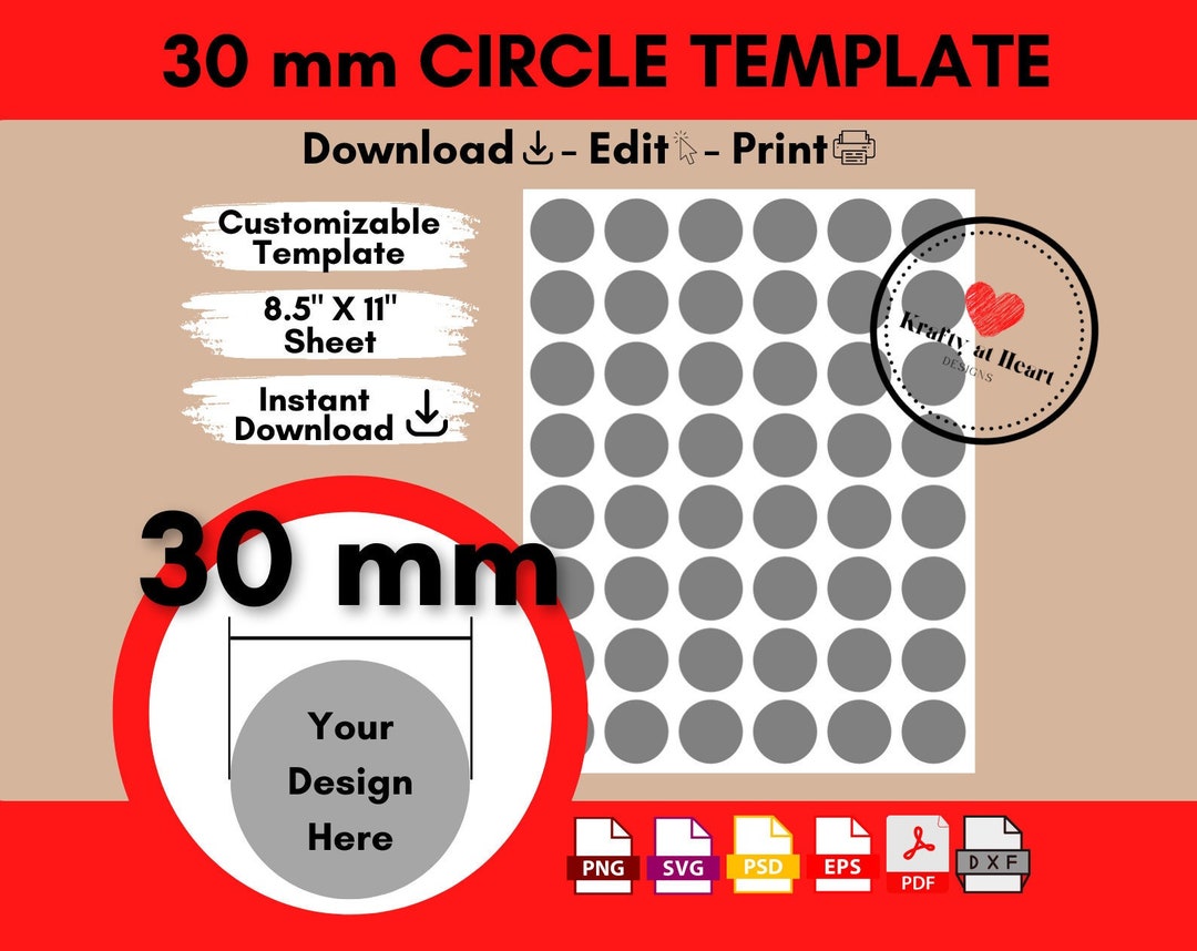 30 Mm Circle Template, Cabochon Shape Template, Blank Round Sticker ...