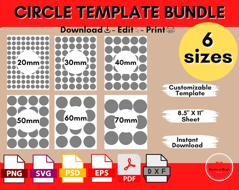 Circle Template Bundle #4, Blank Round Sticker Sheets, Multipurpose ...
