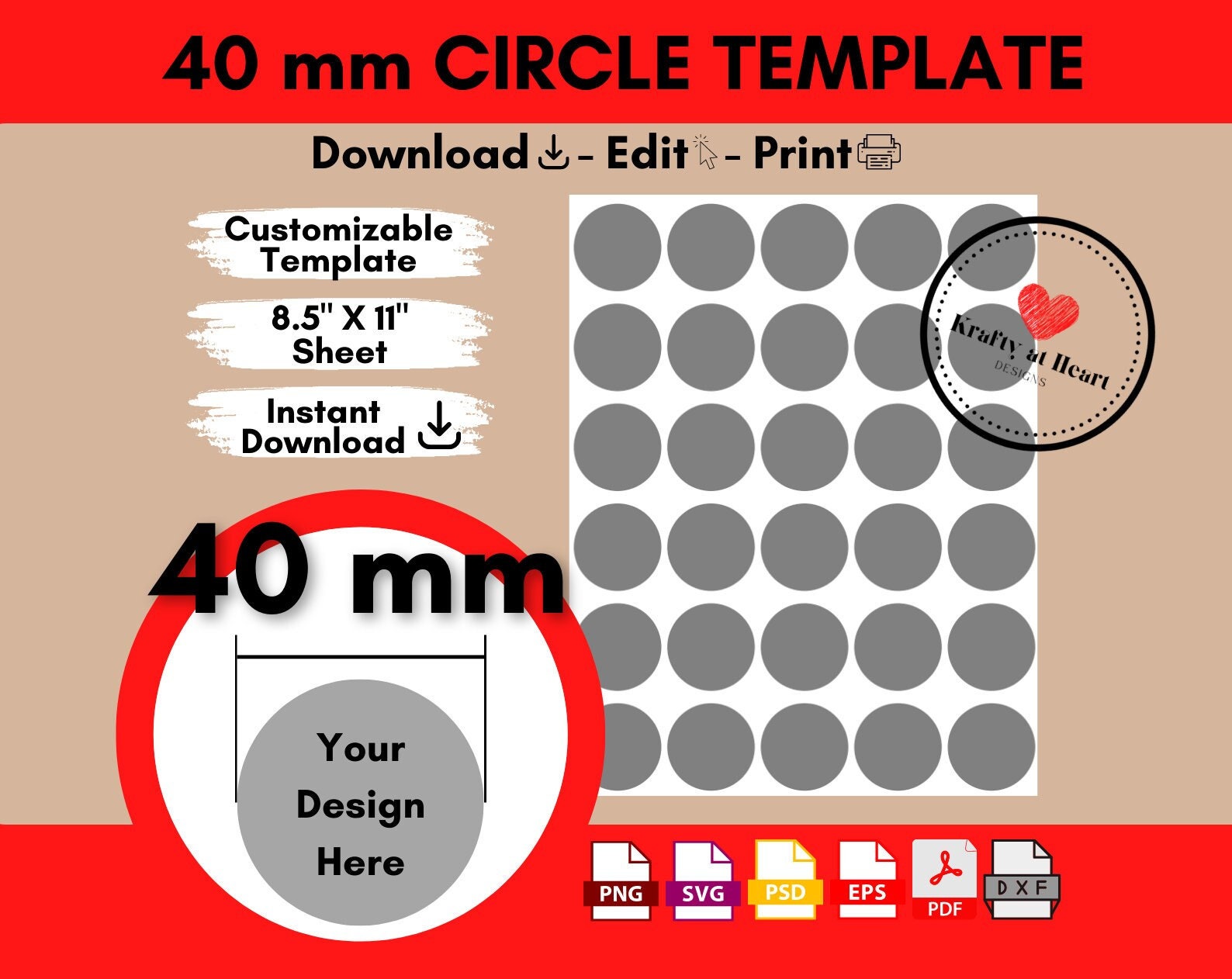 40 Mm Circle Template Cabochon Shape Template Blank Round - Etsy