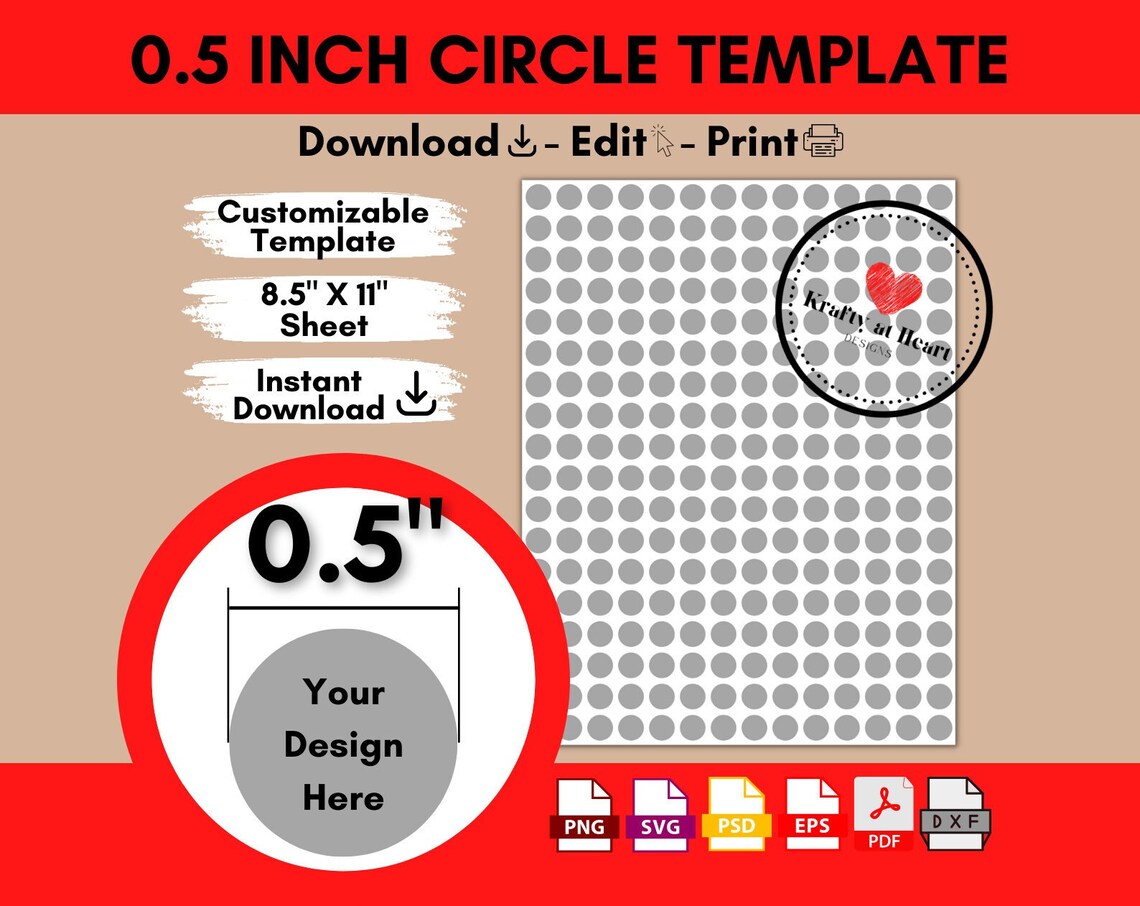 0.5 Inch Circle Template, 0.5" Circle Template, Blank Round Sticker ...