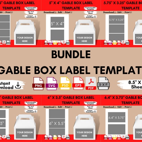Gable Box Label Template Favor Box Label Template Editable - Etsy