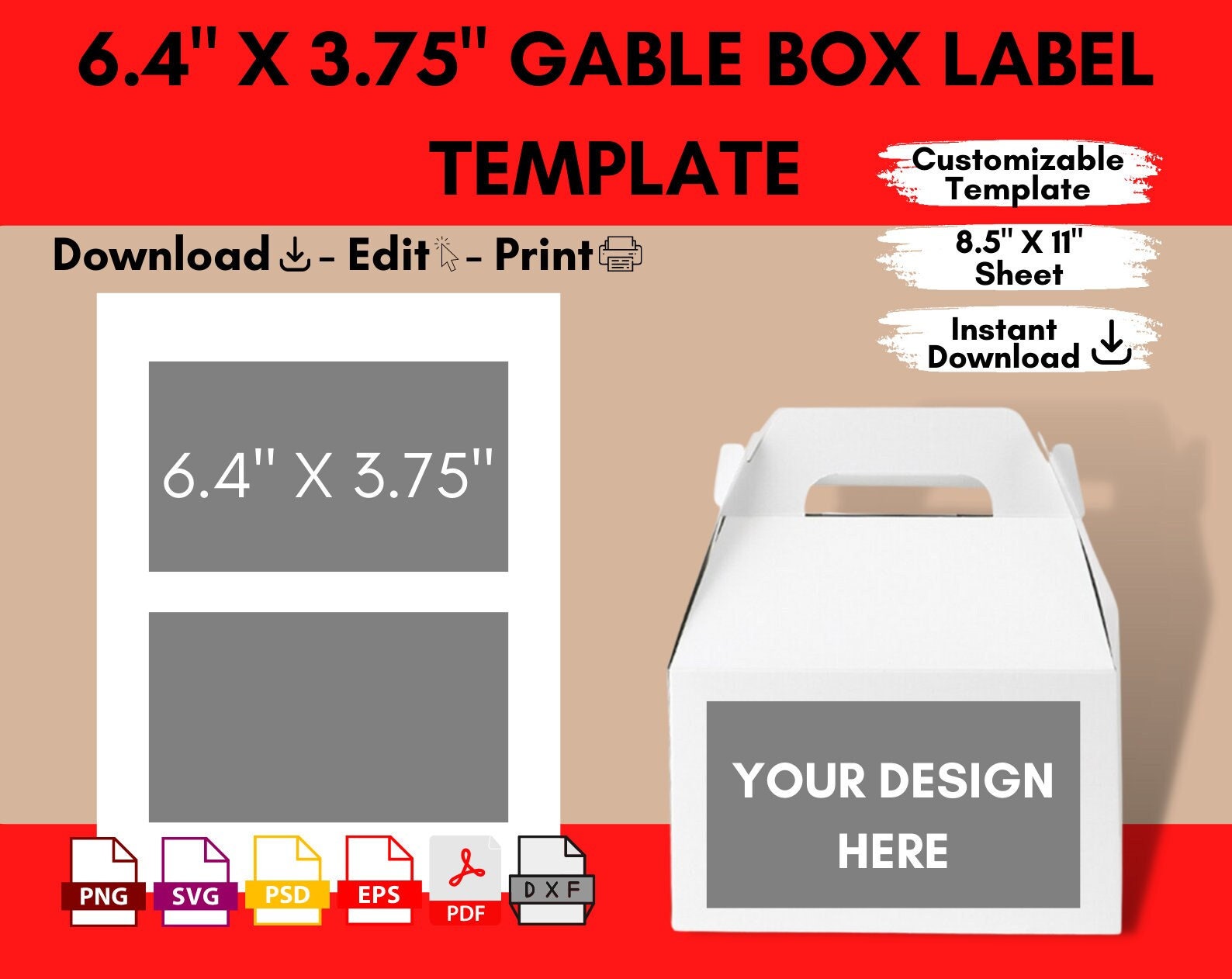 Gable Box Label Template, 6.4