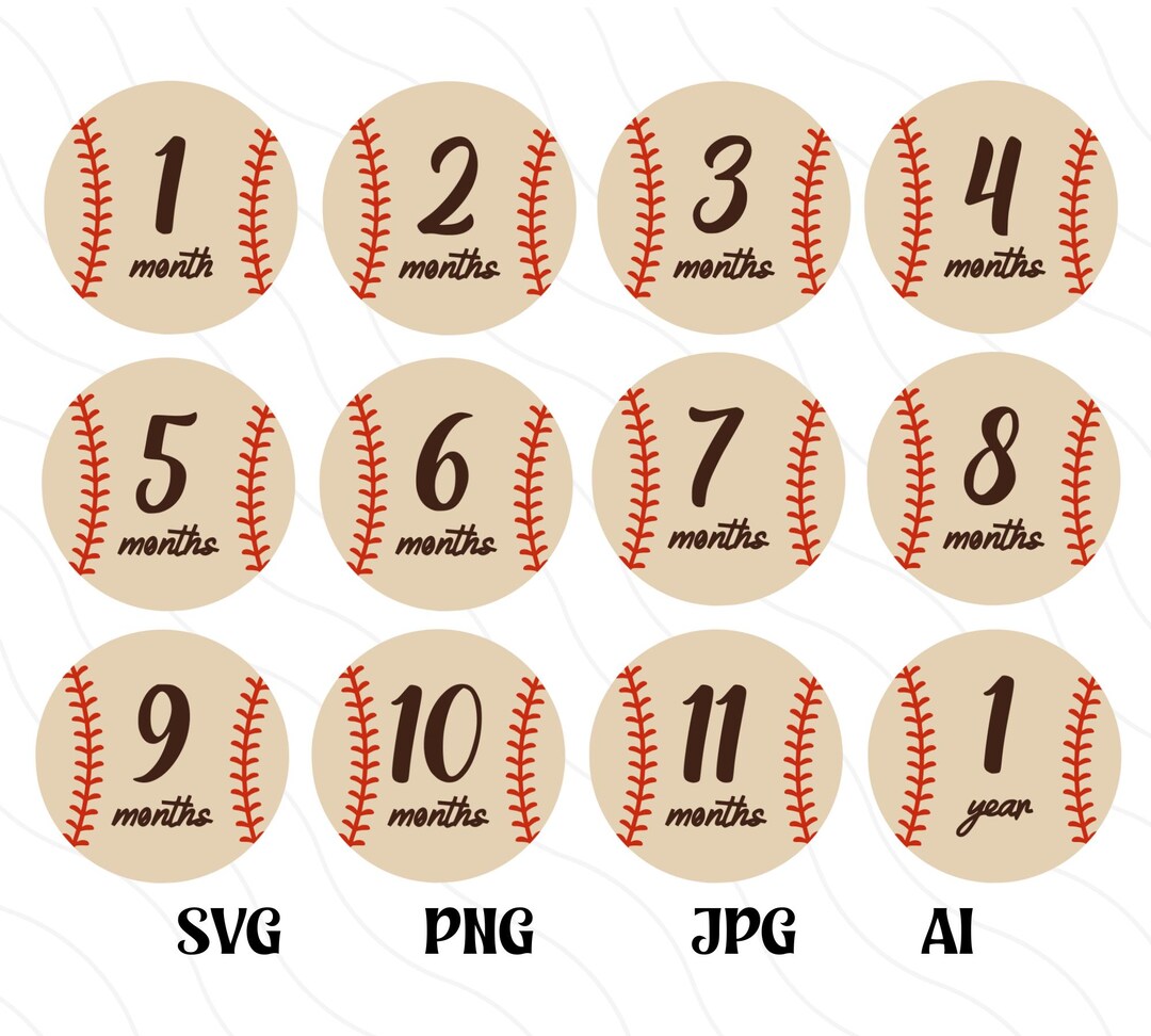 Baseball Milestone Markers SVG PNG, Baby Milestone Markers Laser Cut ...
