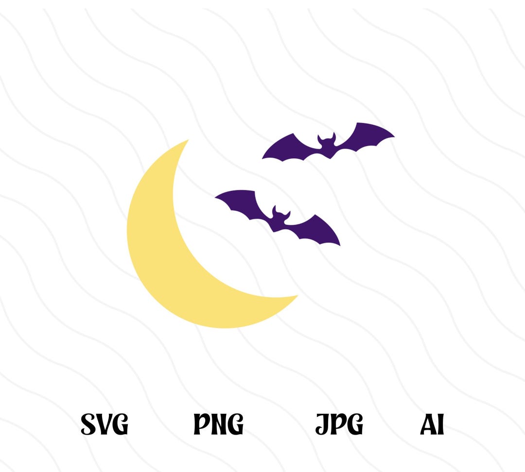 Spooky Moon Svg Png, Bat Svg Cut File, Halloween Night Sky, Flying Bats ...