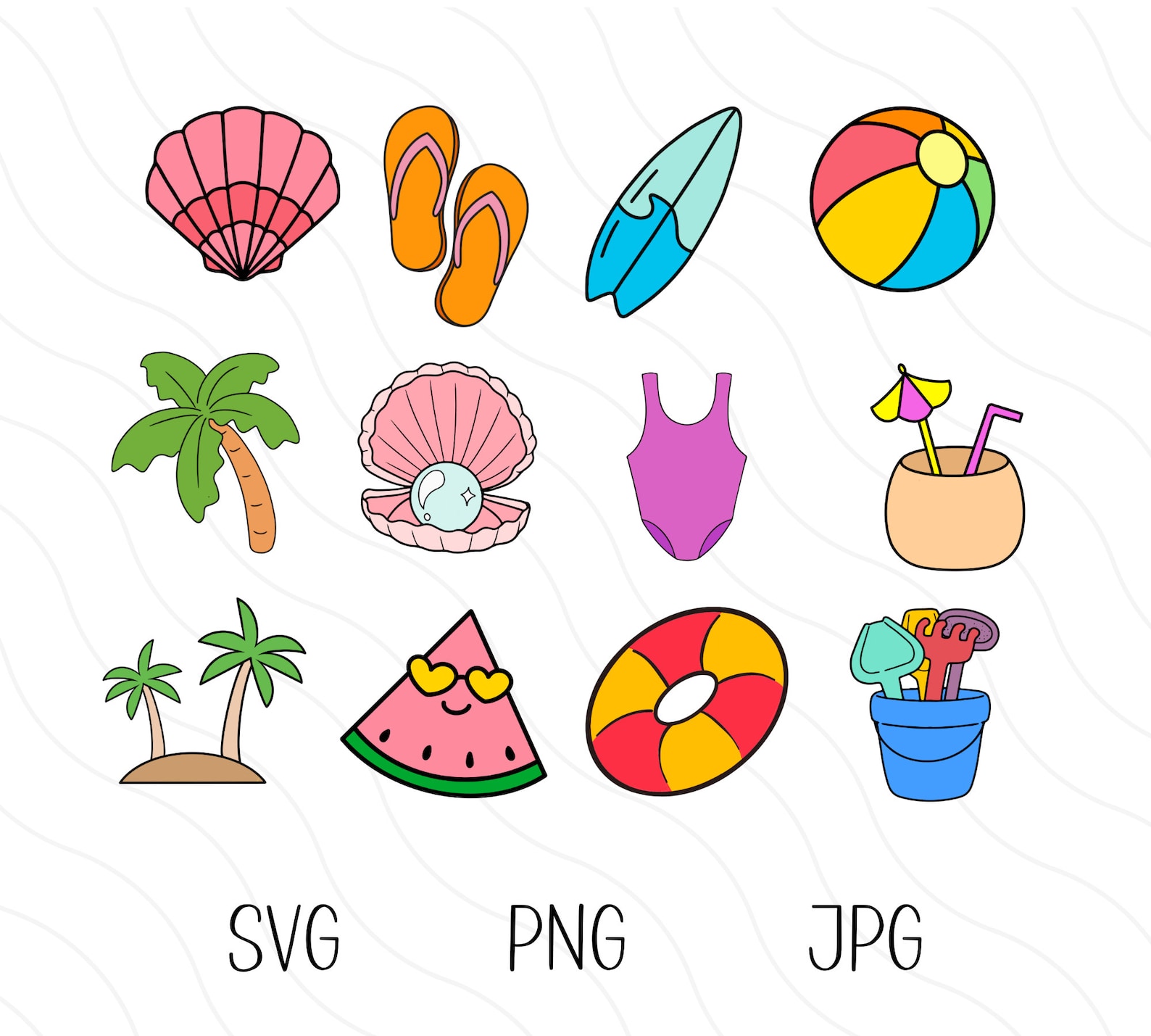 Strand SVG Bundle, Sommer Clipart PNG, Muschel zwar, Palme Form ...