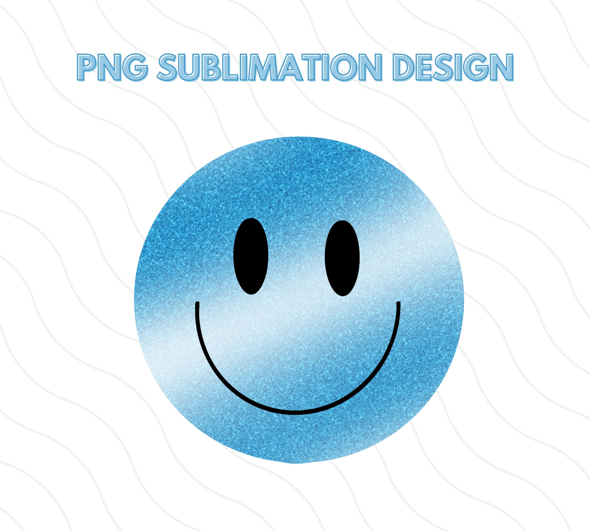 Retro Metallic Smiley Face Sublimation Design | Blue Metallic Glitter ...