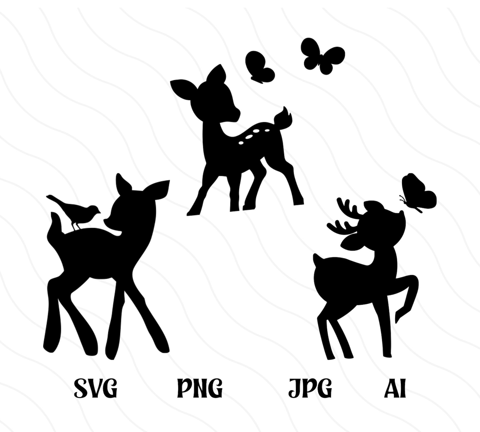 Woodland Deer Svg Png Bundle, Baby Deer Svg Cut File, Playful Woodland ...