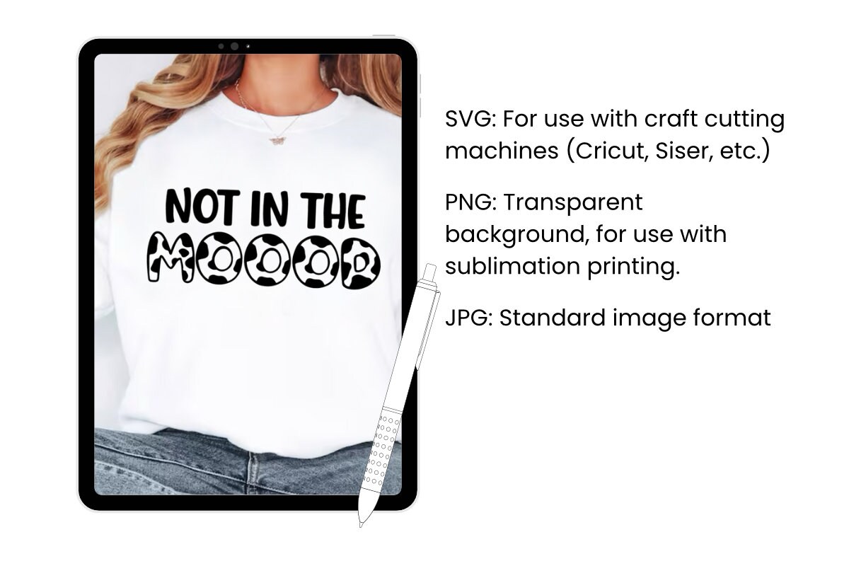 Not in the Mood SVG, Sassy Cow Print Quote, Moo Svg for Cricut, Cute ...