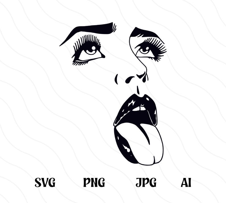 Spit in My Mouth SVG PNG, Sexy Woman Cut File, Kinky BDSM, Tongue Out ...