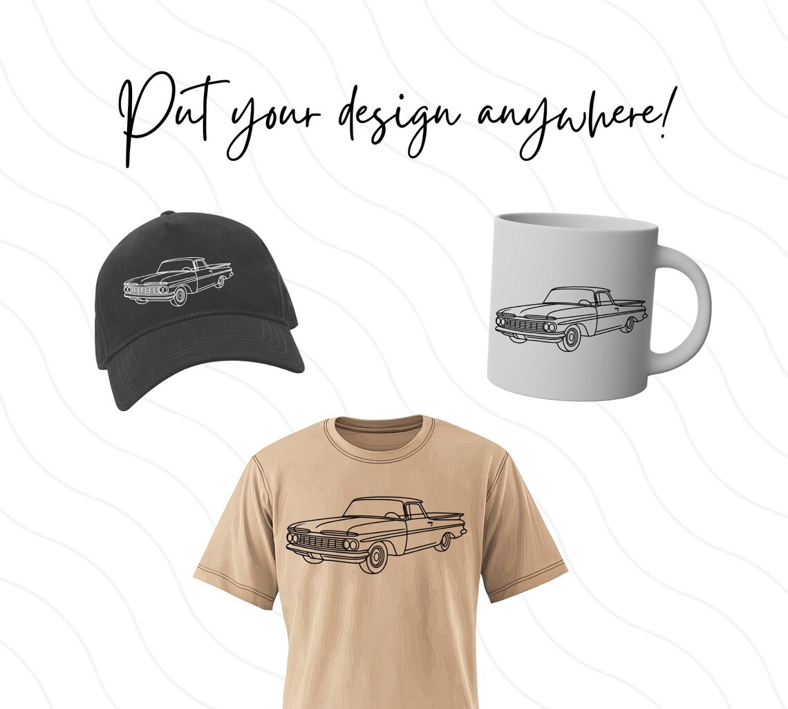 Classic Car SVG, 1959 El Camino Cut File, Vintage Hot Rod Line Art - Etsy