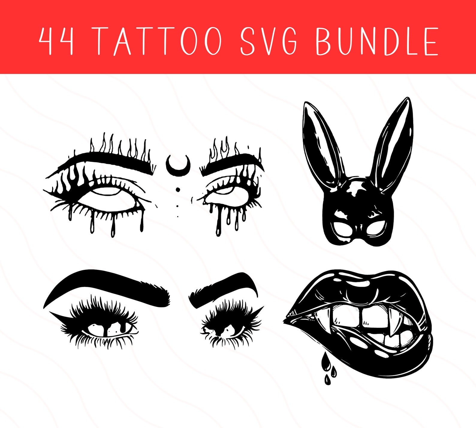 Flash Tattoo SVG Bundle | Rose, Snake, Skeleton Clipart Cut Files - Etsy