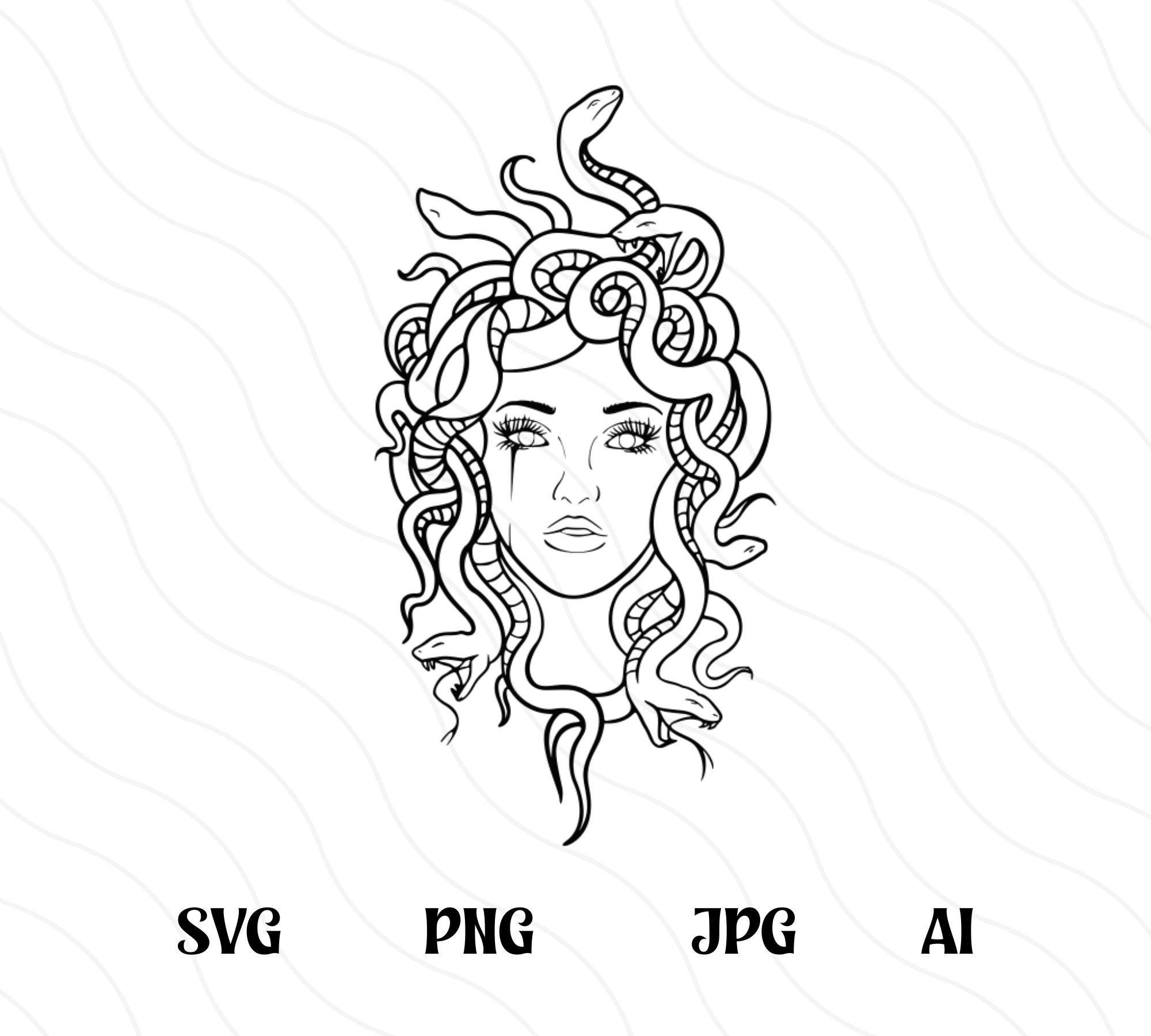 Medusa SVG PNG, Medusa Head SVG Cut File, Snake Clipart, Greek ...