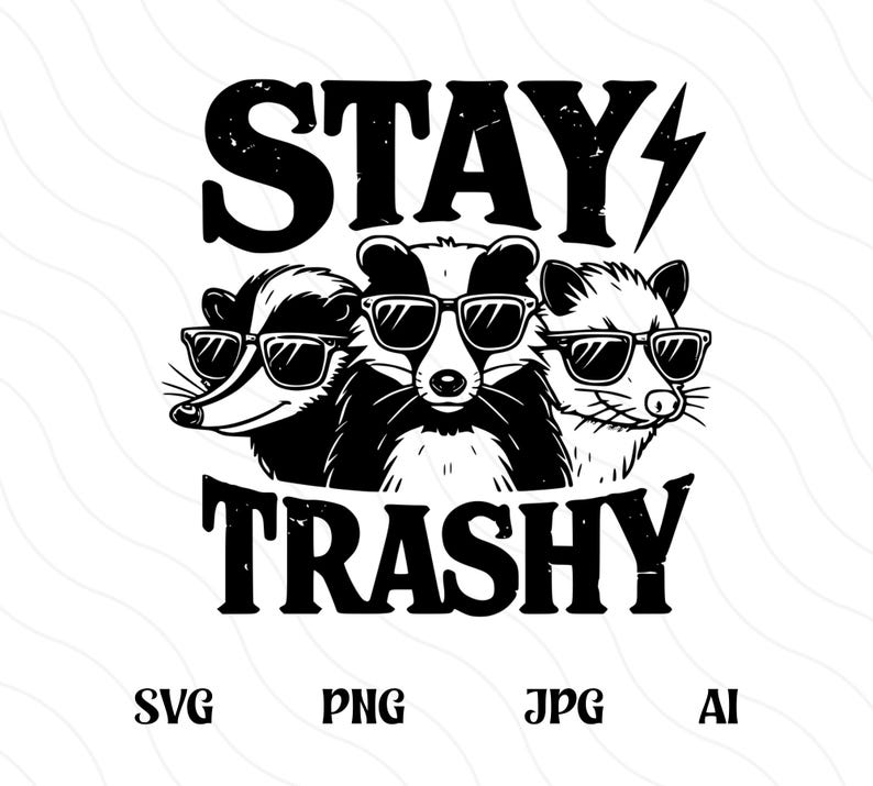 Stay Trashy Svg Png, Funny Raccoon Svg Cut File, Opossums Squad Gang ...