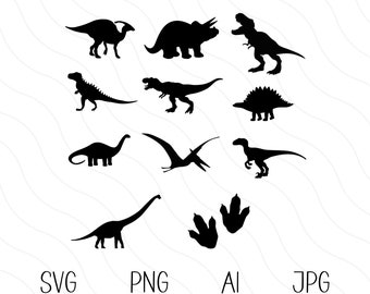 Dinosaur Svg Bundle Dinosaur Clipart Png Dinosaur Silhouette Svg Kids ...