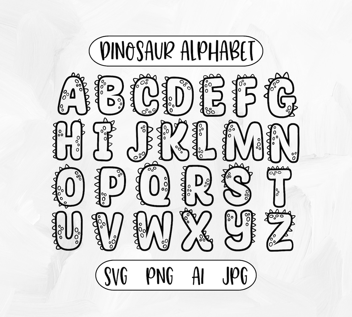 Dinosaur Alphabet SVG | Kids Dino Letters | Dinosaur Monogram Cut File ...