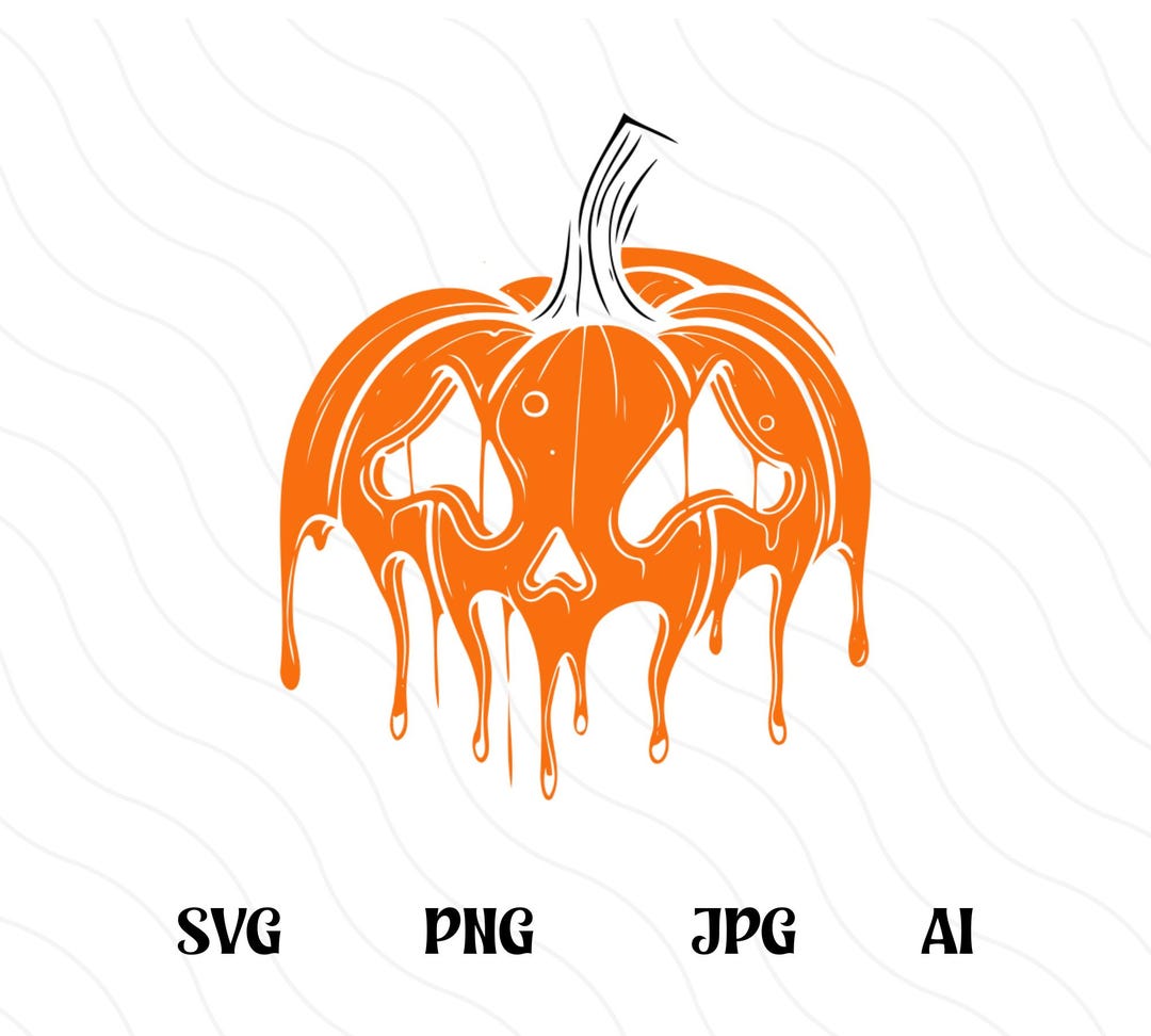 Melting Jack O Lantern Svg Png, Pumpkin Svg Cut File, Scary Dripping ...