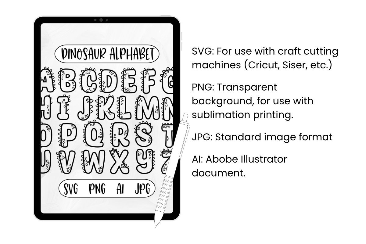 Dinosaur Alphabet SVG | Kids Dino Letters | Dinosaur Monogram Cut File ...