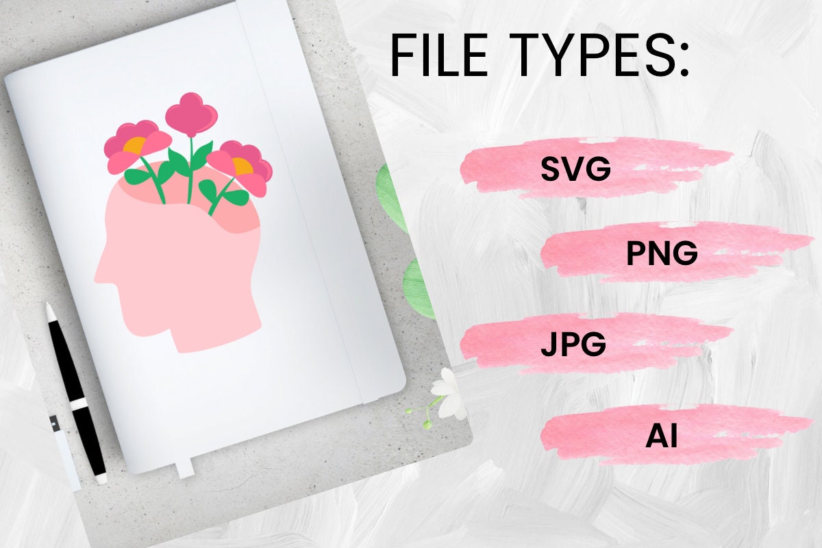 Positive Thinking SVG | Mental Health PNG Sticker | Brain Svg | Growth ...