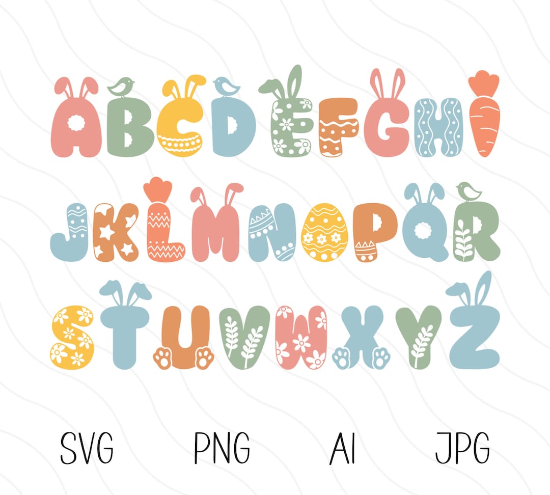 Easter Alphabet SVG Bundle | Easter Alphabet Font, Easter Letters ...