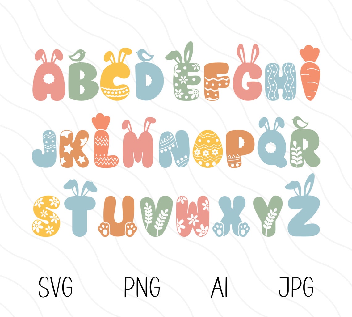Easter Alphabet SVG Bundle | Easter Alphabet Font, Easter Letters ...