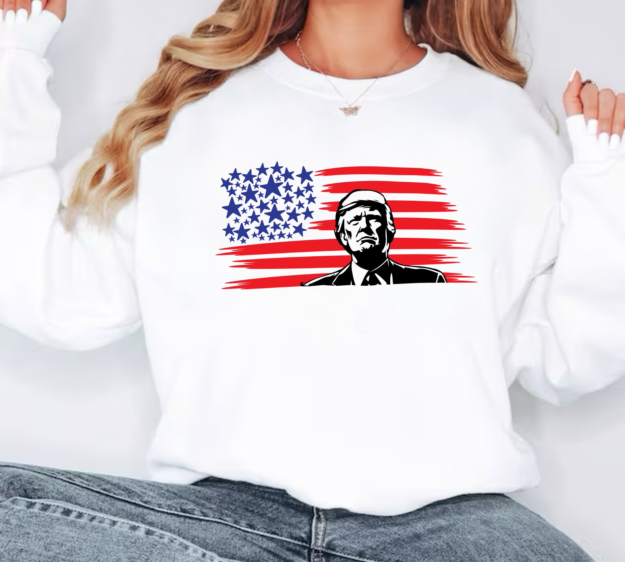 Trump Flag Svg Png, Trump Silhouette Svg Cut File, American Flag ...