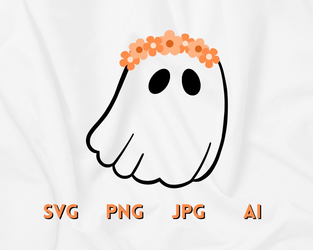 Retro Ghost SVG Cute Ghost Silhouette Cut File Flower - Etsy Canada