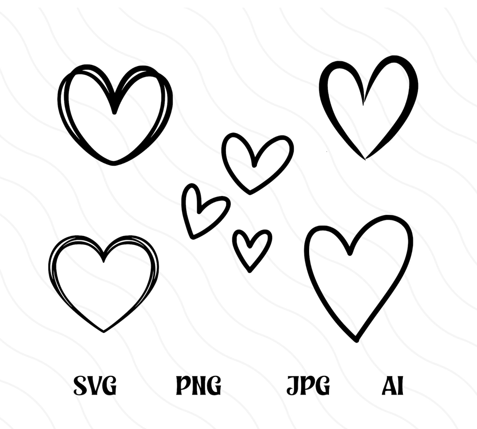 Heart Svg Bundle, Heart Svg Png, Hand Drawn Heart Outline, Valentine ...