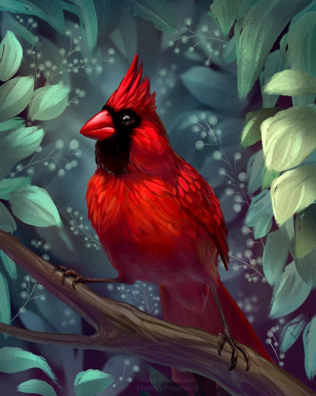 Red Cardinal PRINT of Original Drawing 8x10 Inches Home Decor Wall Art ...