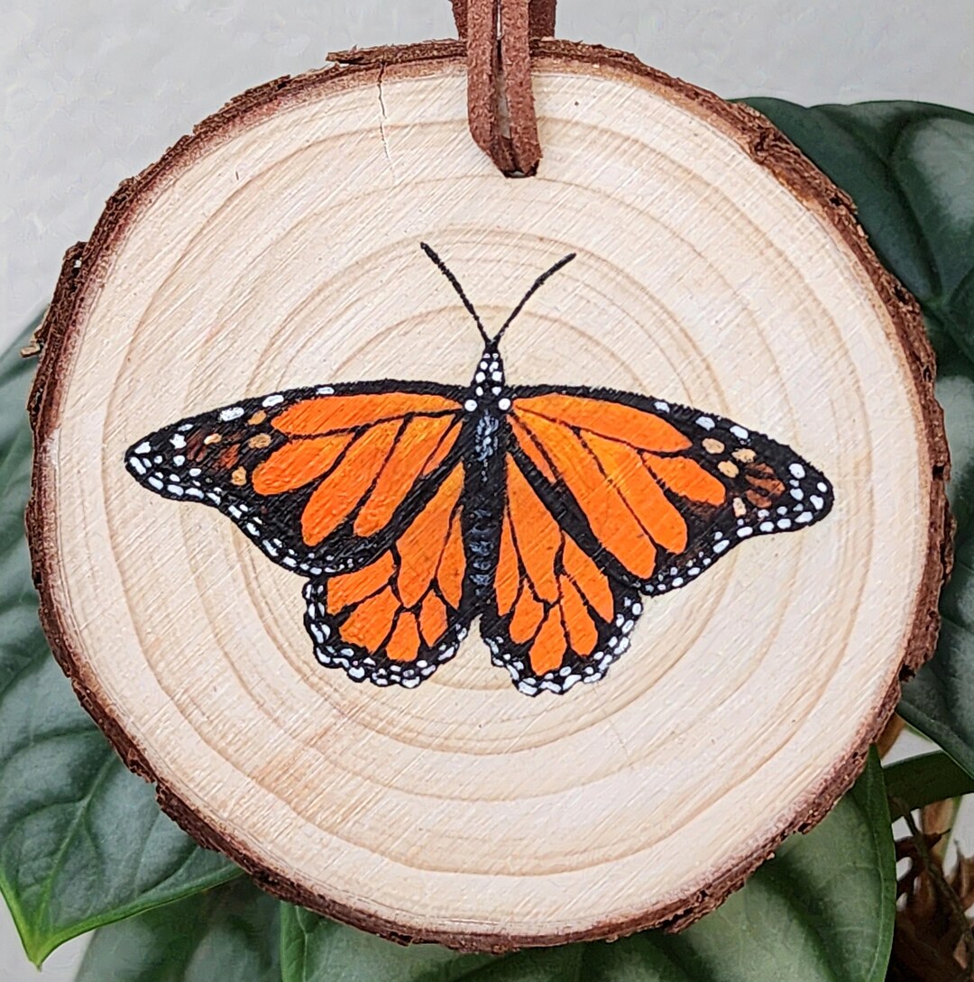 Monarch Butterfly Wood Hanging Ornament Hand Painted With Acrylic Paint ...