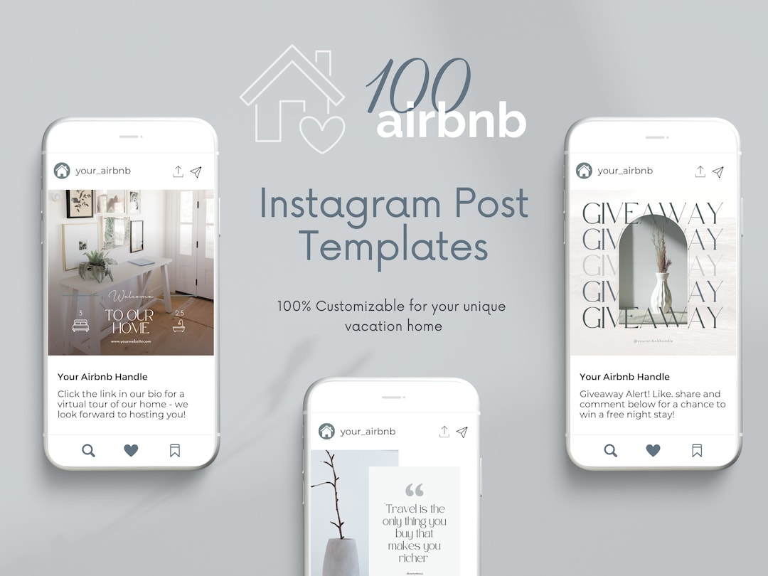 Airbnb Instagram Post Templates for Airbnb VRBO Social Media Template ...