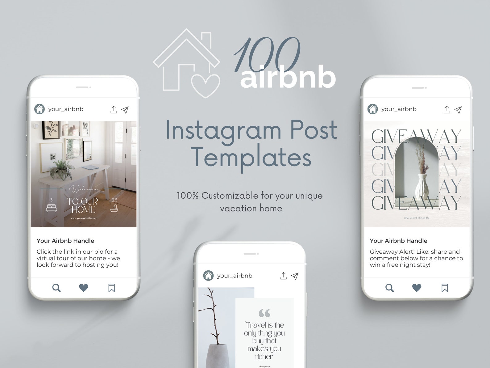 Airbnb Instagram Post Templates for Airbnb VRBO Social Media Template ...