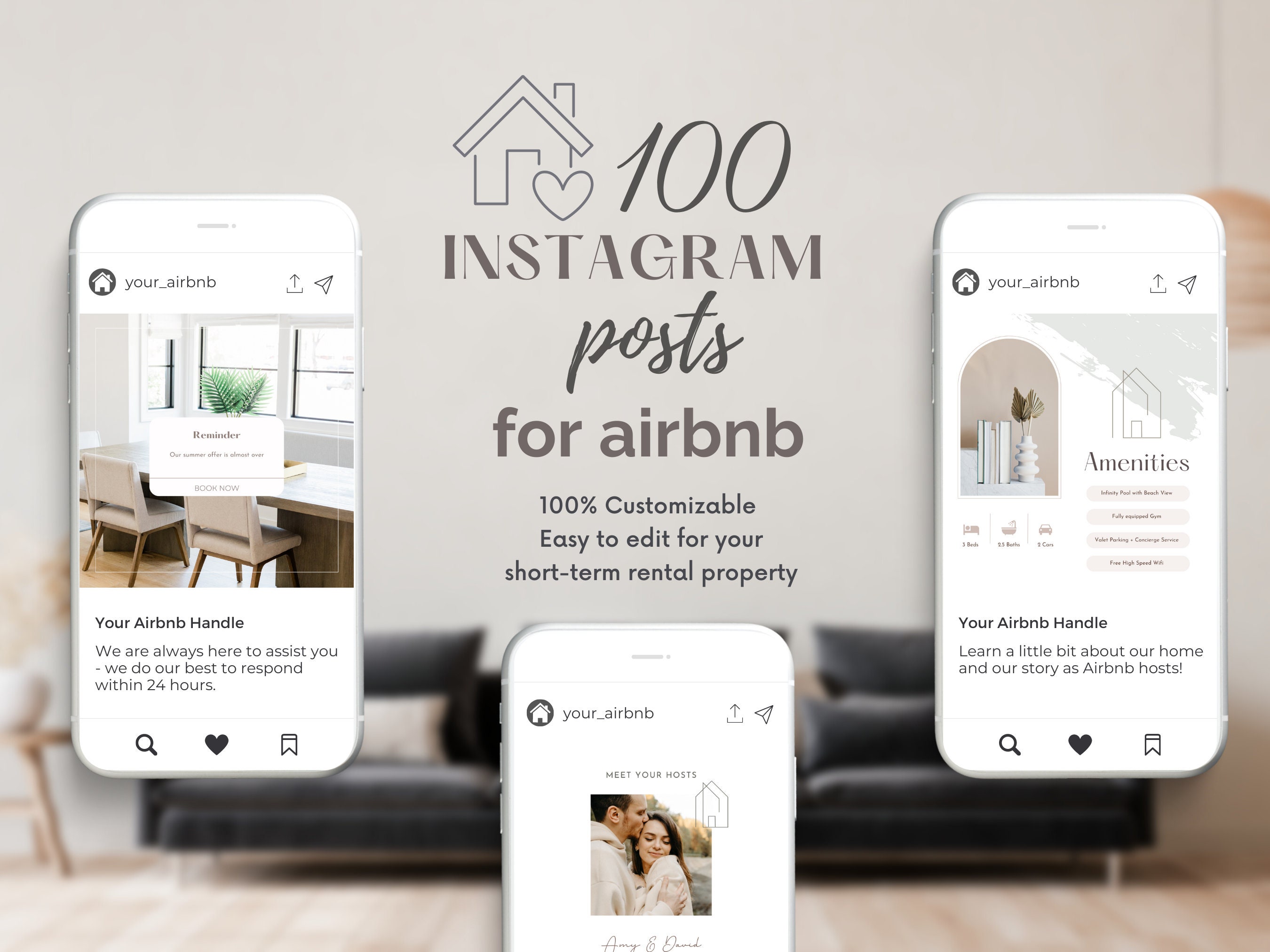 Airbnb Instagram Post Templates: Vacation Rental Social Media (canva ...