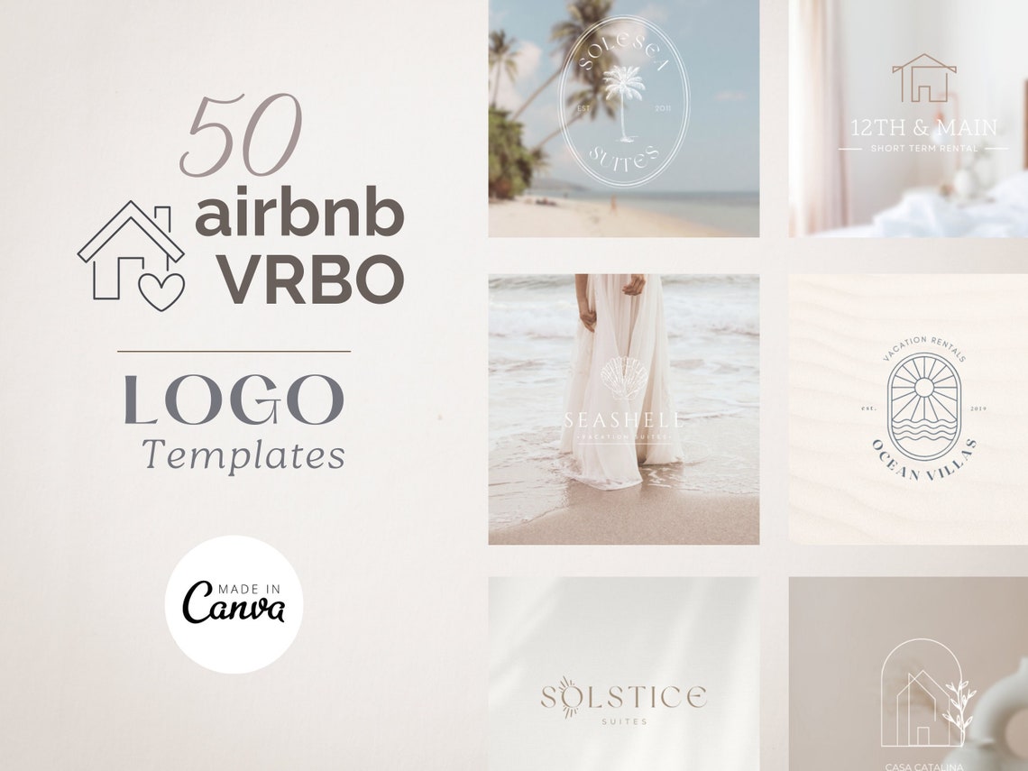 50 Airbnb VRBO Logo Templates: Vacation Rental Branding (canva) - Etsy