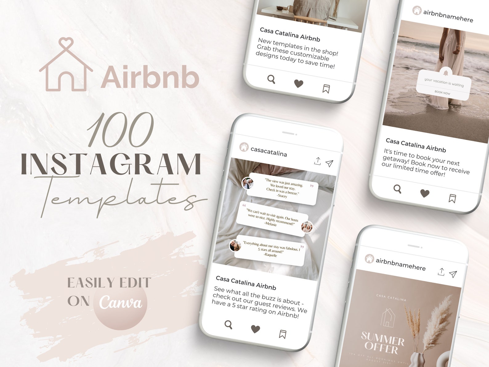 100 Airbnb Instagram Post Templates Editable VRBO Social Media Template ...