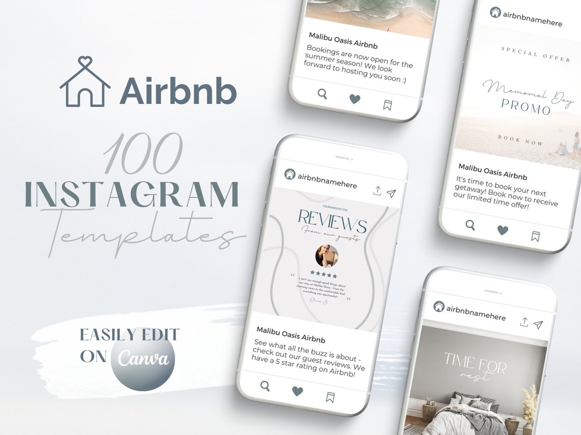 Airbnb Instagram Post Templates for Airbnb VRBO Social Media Template ...