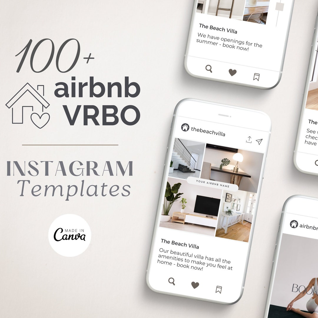 100 Airbnb Instagram Post Templates Editable VRBO Social Media Template ...