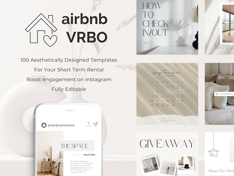 Airbnb Instagram Post Templates: VRBO Social Media (canva Editable) - Etsy