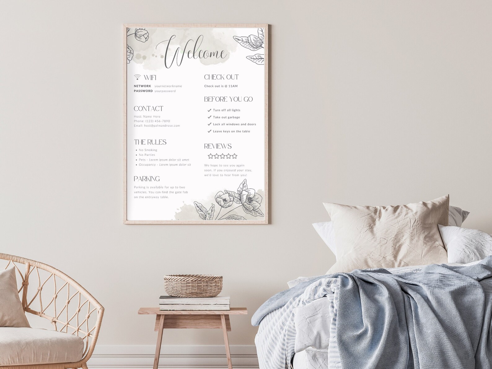 Airbnb Welcome Sign Template Canva Template Airbnb Wifi Sign - Etsy