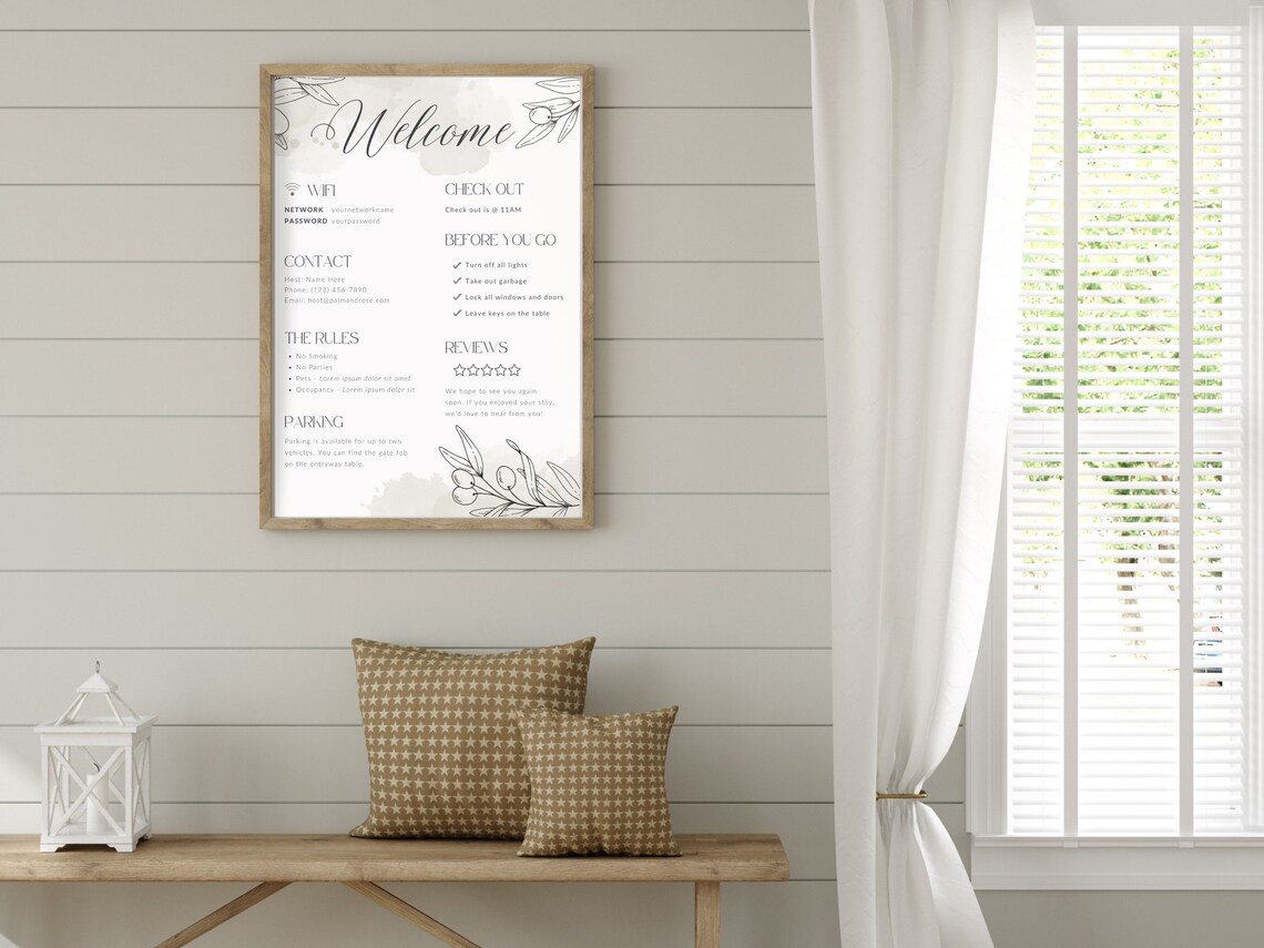 Airbnb Welcome Sign Template Canva Template Airbnb Wifi Sign - Etsy