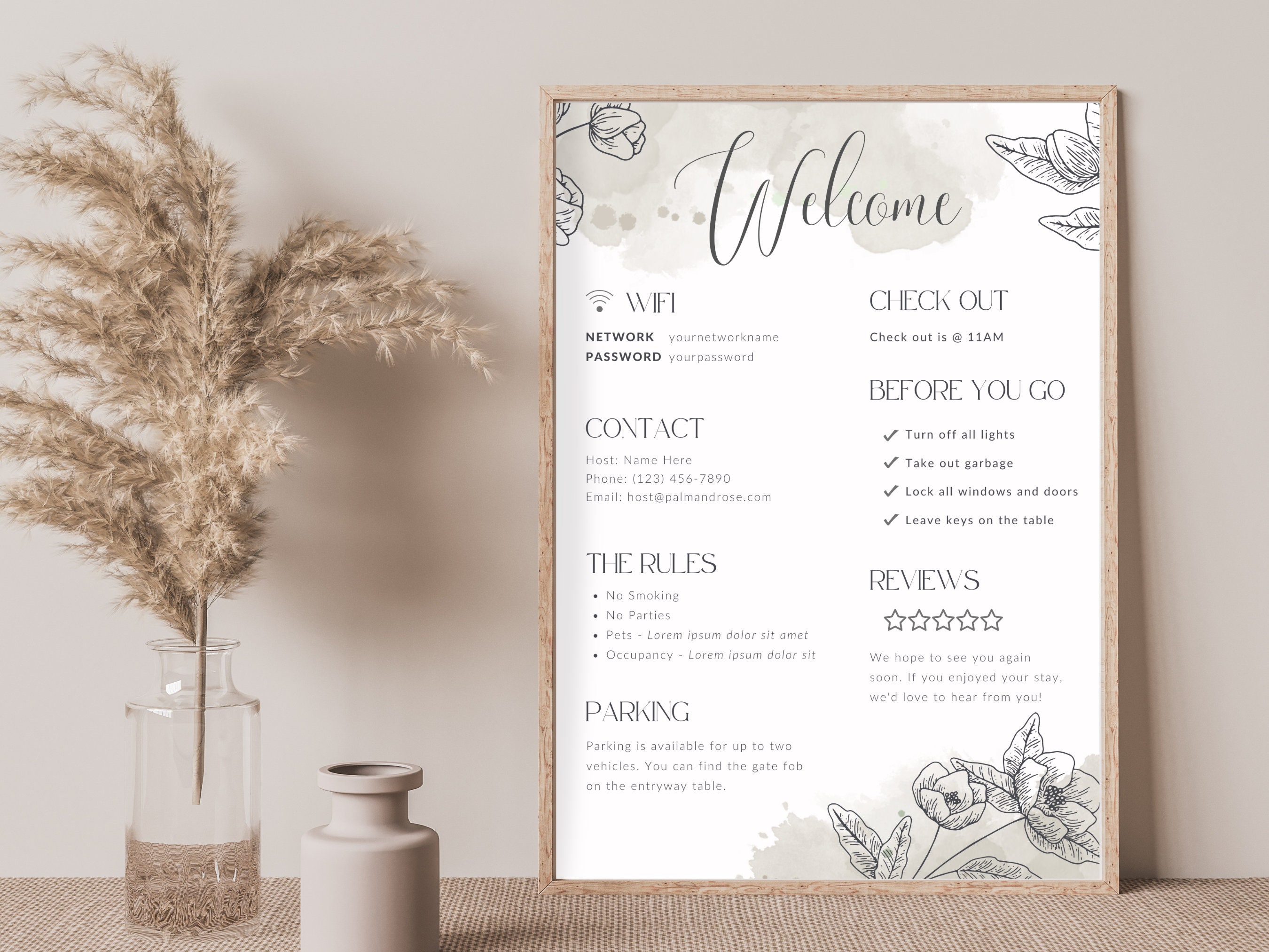 Airbnb Welcome Sign Template: House Rules, Wifi (digital Download) - Etsy