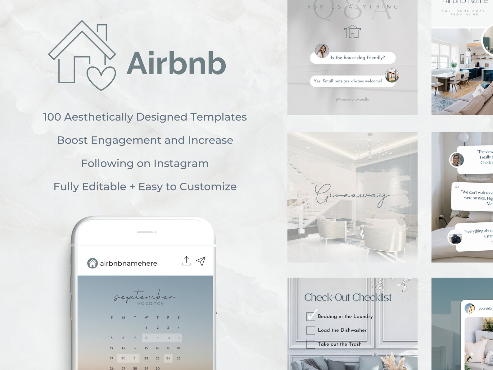 Airbnb Instagram Post Templates for Airbnb VRBO Social Media Template ...